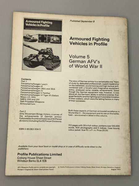 AFV September 1973 Vickers Battle Tanks Profile Publications (Box 9) A ...